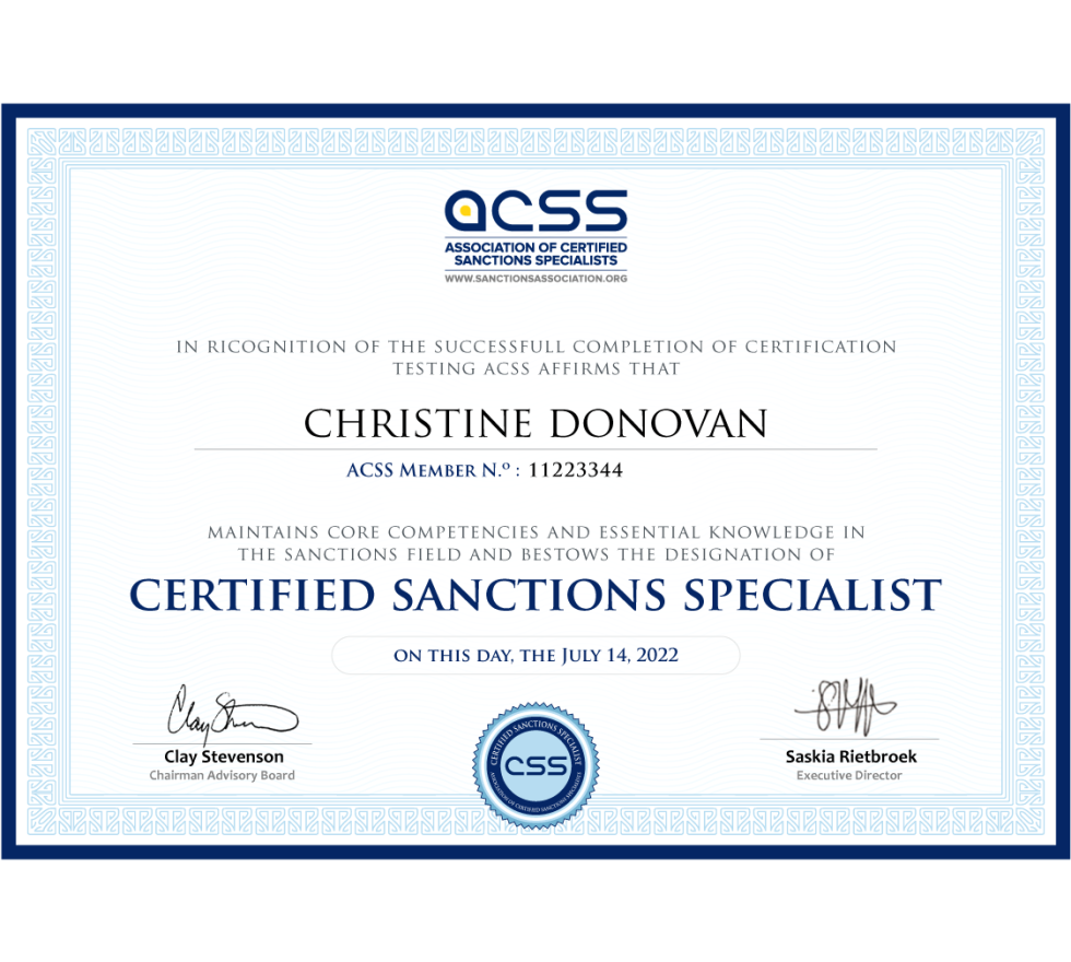 About CSS Certification - Association of Certified Sanctions Specialists
